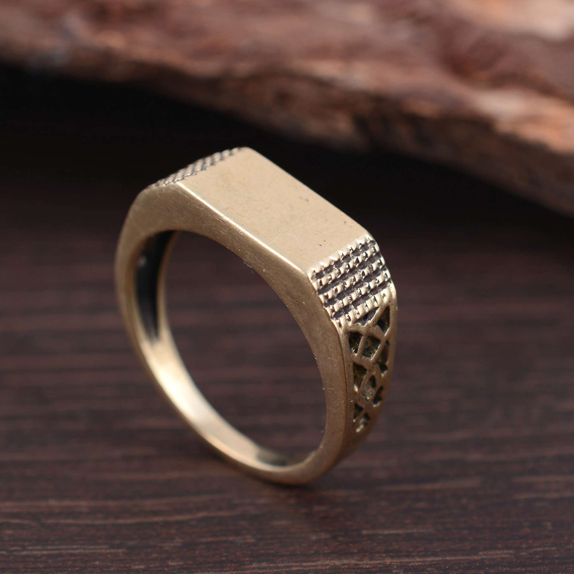 Square Signet Ring for Men & Women Stone Signet Ring Plain - Etsy