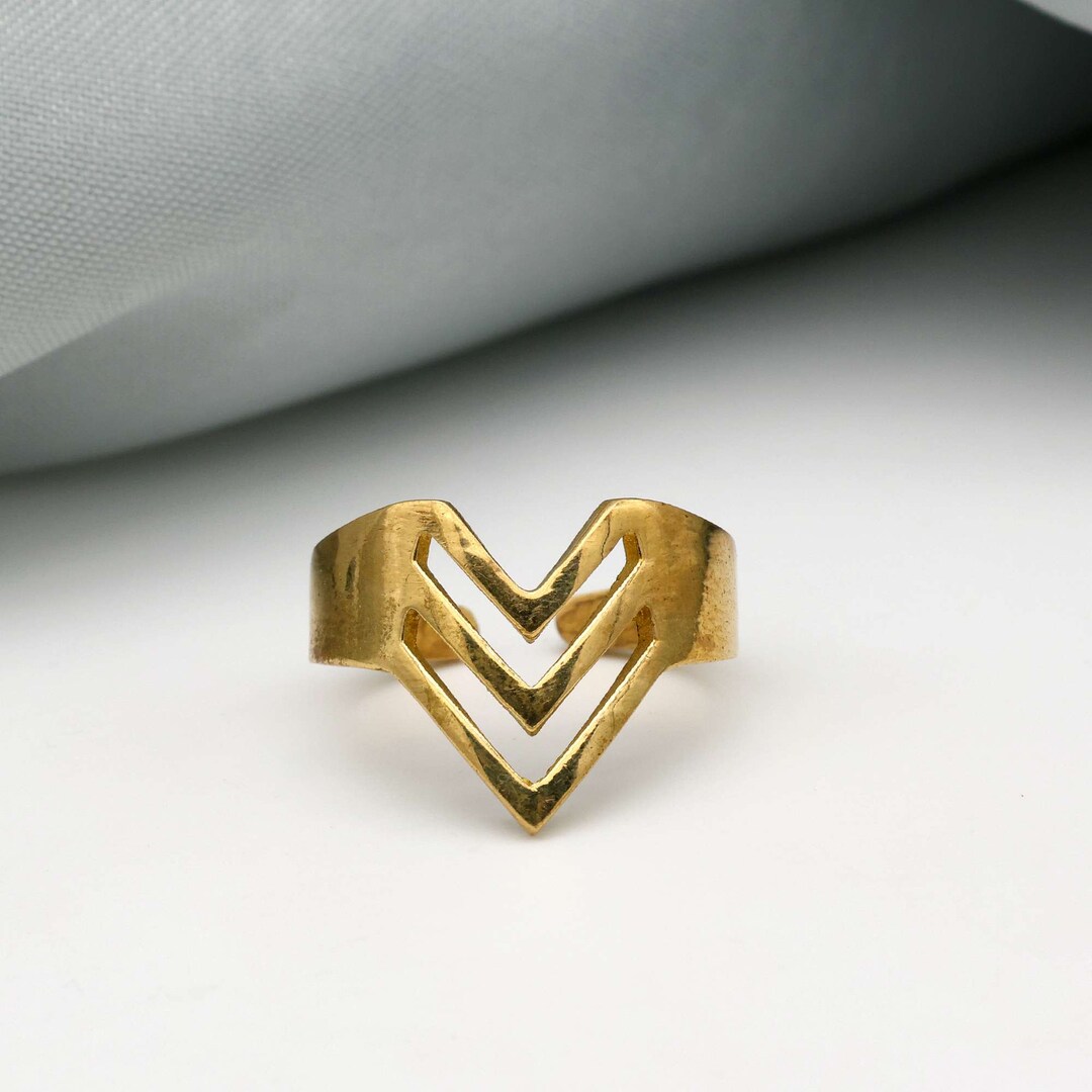 Triple Chevron V Ring, Stacking Ring - Knuckle Ring - Boho Statement ...