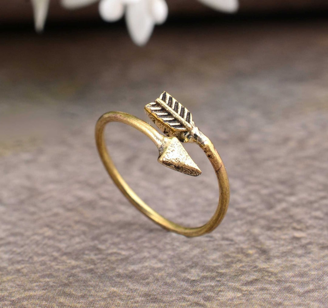 Gold Arrow Ring, Dainty Ring, Stacking Ring, Adjustable Arrow Ring ...