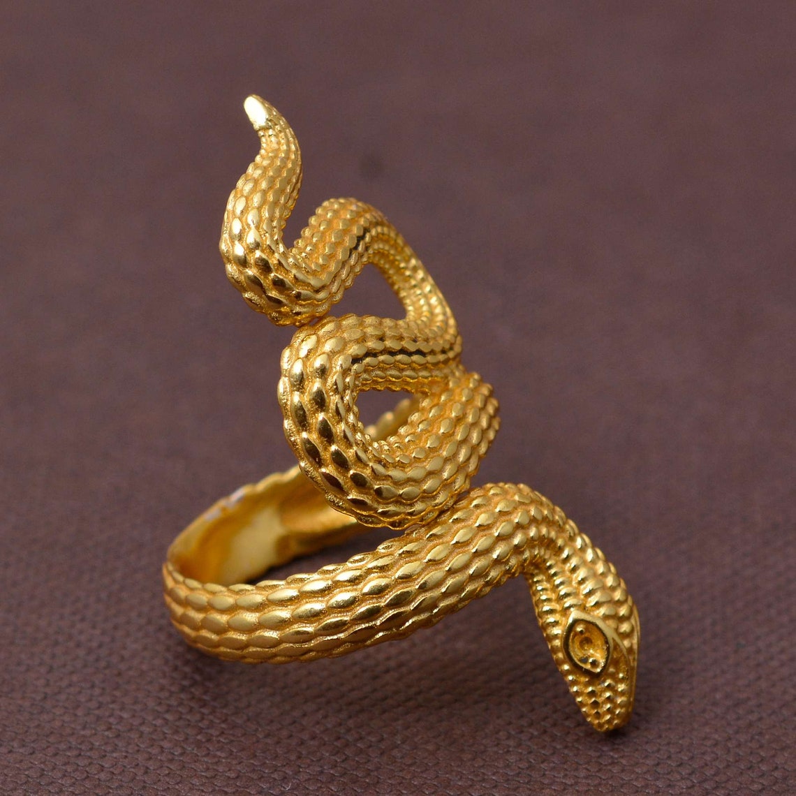 Brass Snake Ring: Gold Serpent Wrap Ring - Etsy