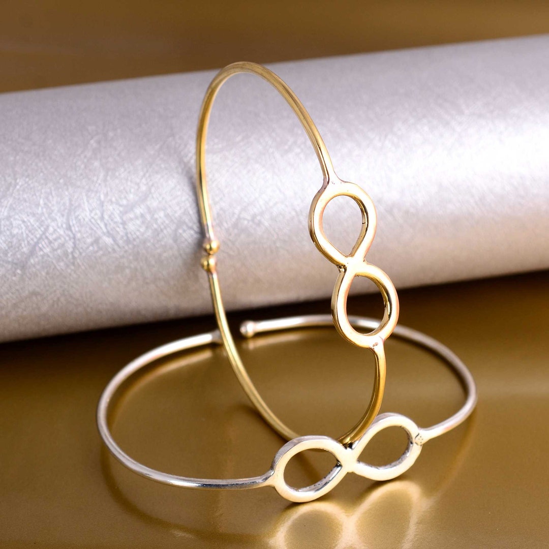 Infinity Symbol Bangle, Gold Plain Bracelet, Forever Friendship, Love ...