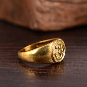 Om Signet Ring, Brass Ohm Ring, Buddhist Ring, Meditation Ring, Mantra ...