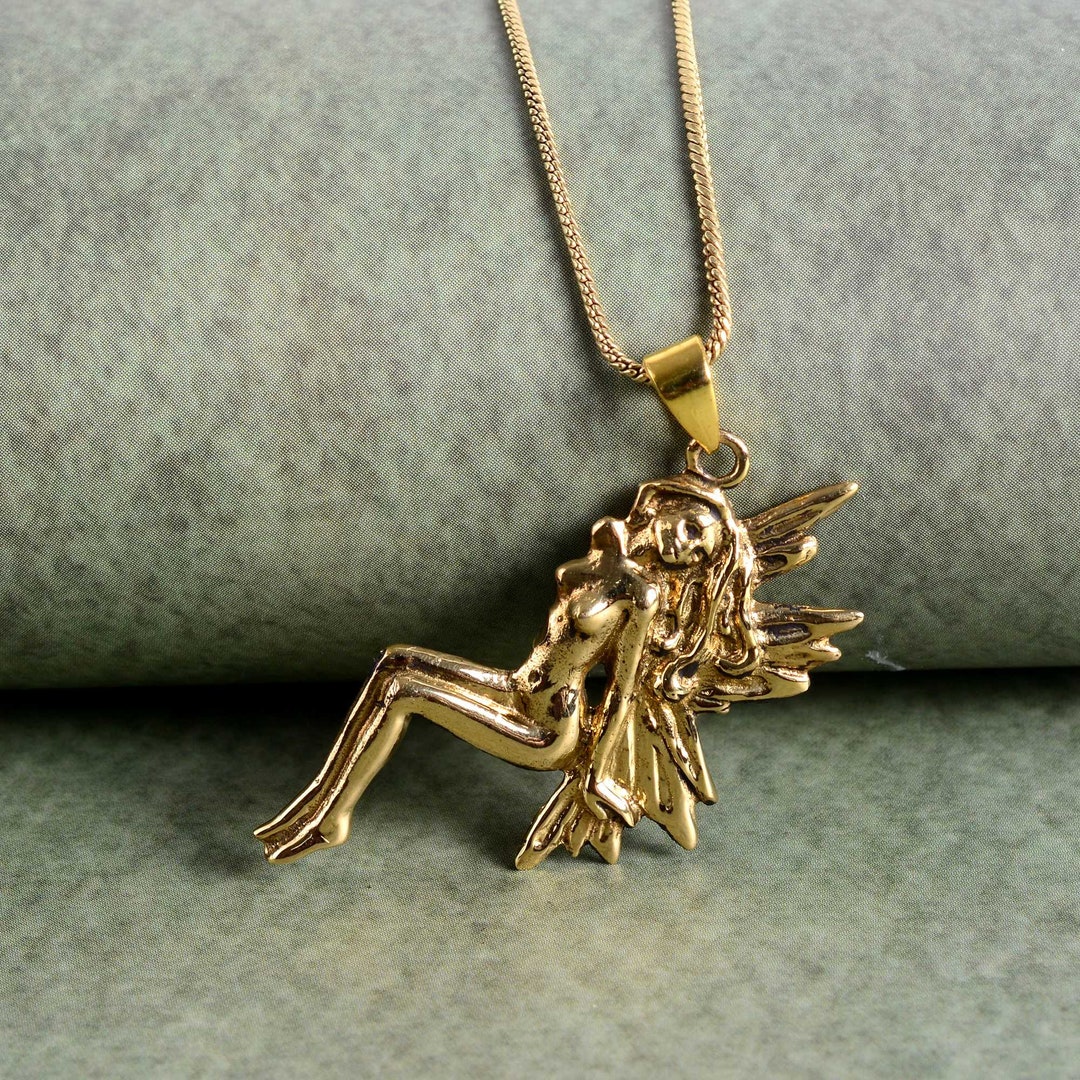 Gold Dipped Fairy Necklace: Handmade Brass Fae Jewelry - Etsy