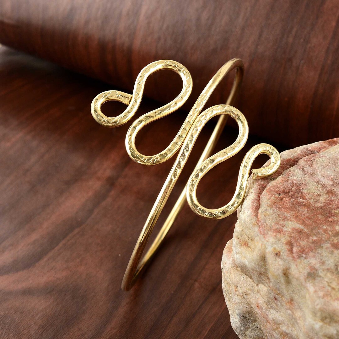 Golden Arm Cuff | Gift for Her | Adjustable | Hypoallergenic Iron ...