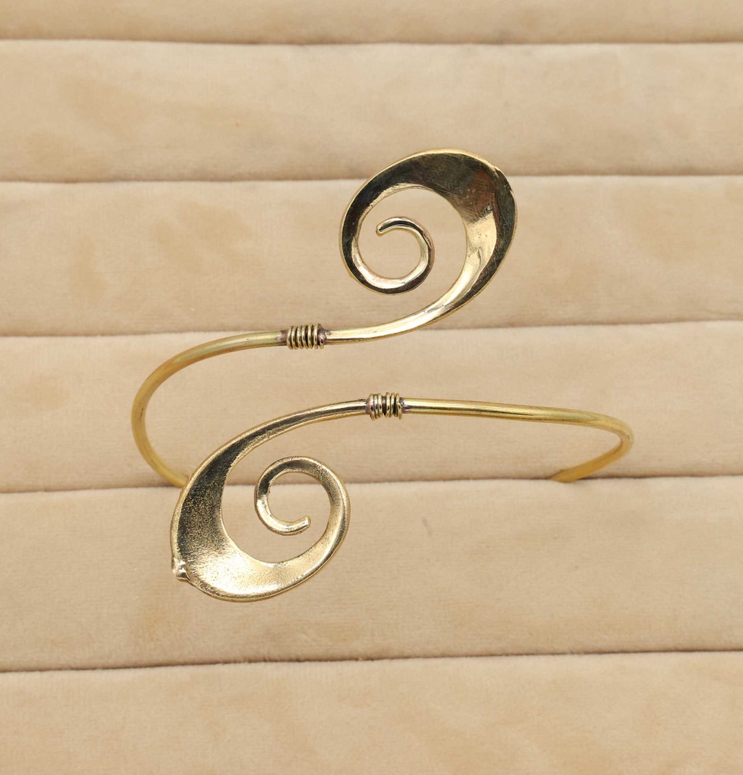 Handmade Brass Upper Arm Cuff: Minimalist Spiral Bangle - Etsy
