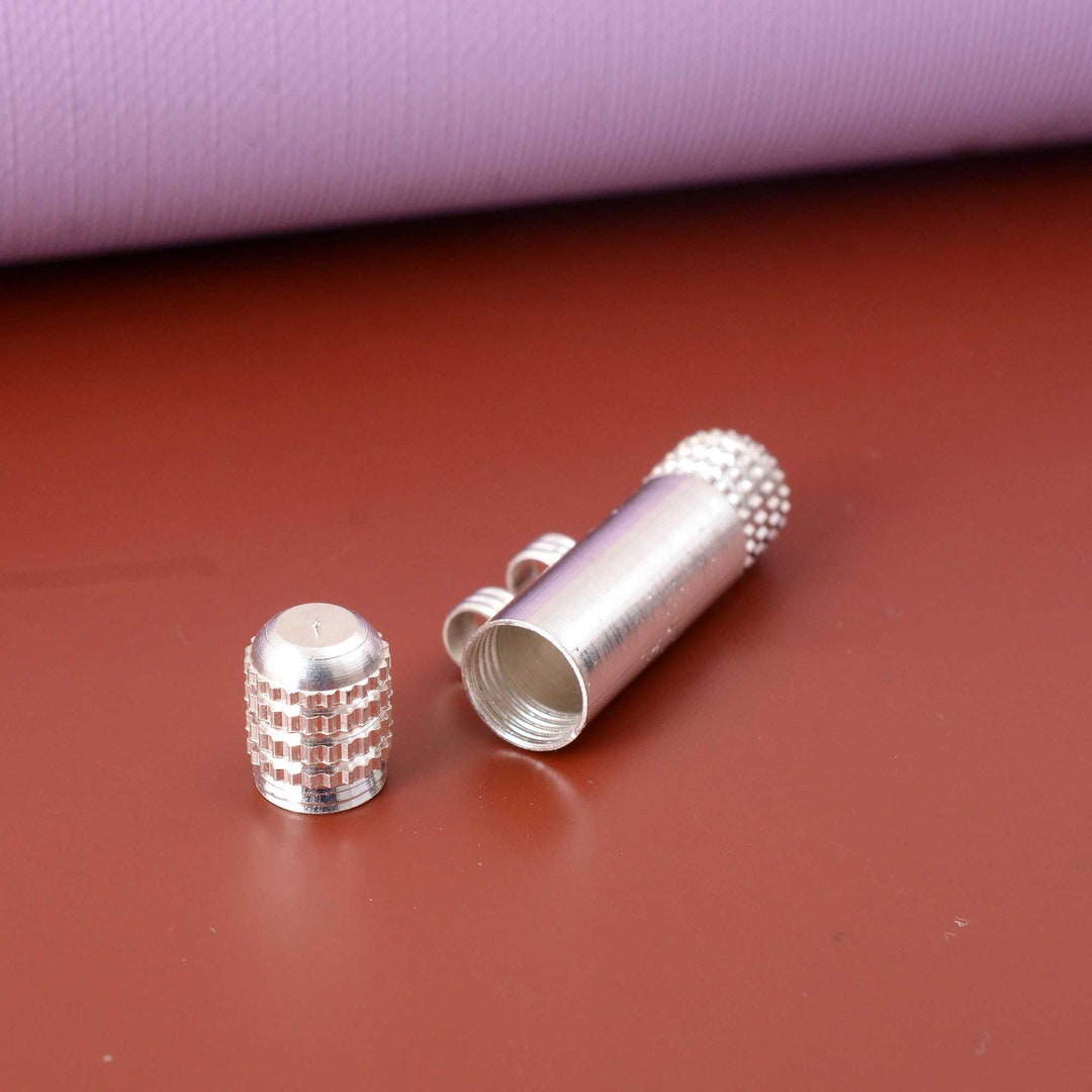 Large Cylinder Designed Silver Amulet Taweez Holder Pendant Necklace ...