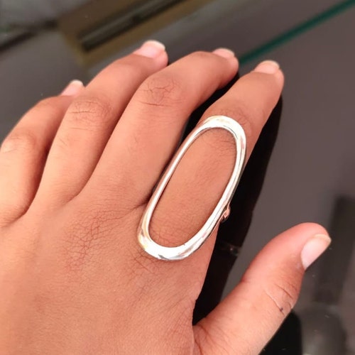 Oval Ring Open Oval Ring Sterling Silver Ring Large Oval - Etsy