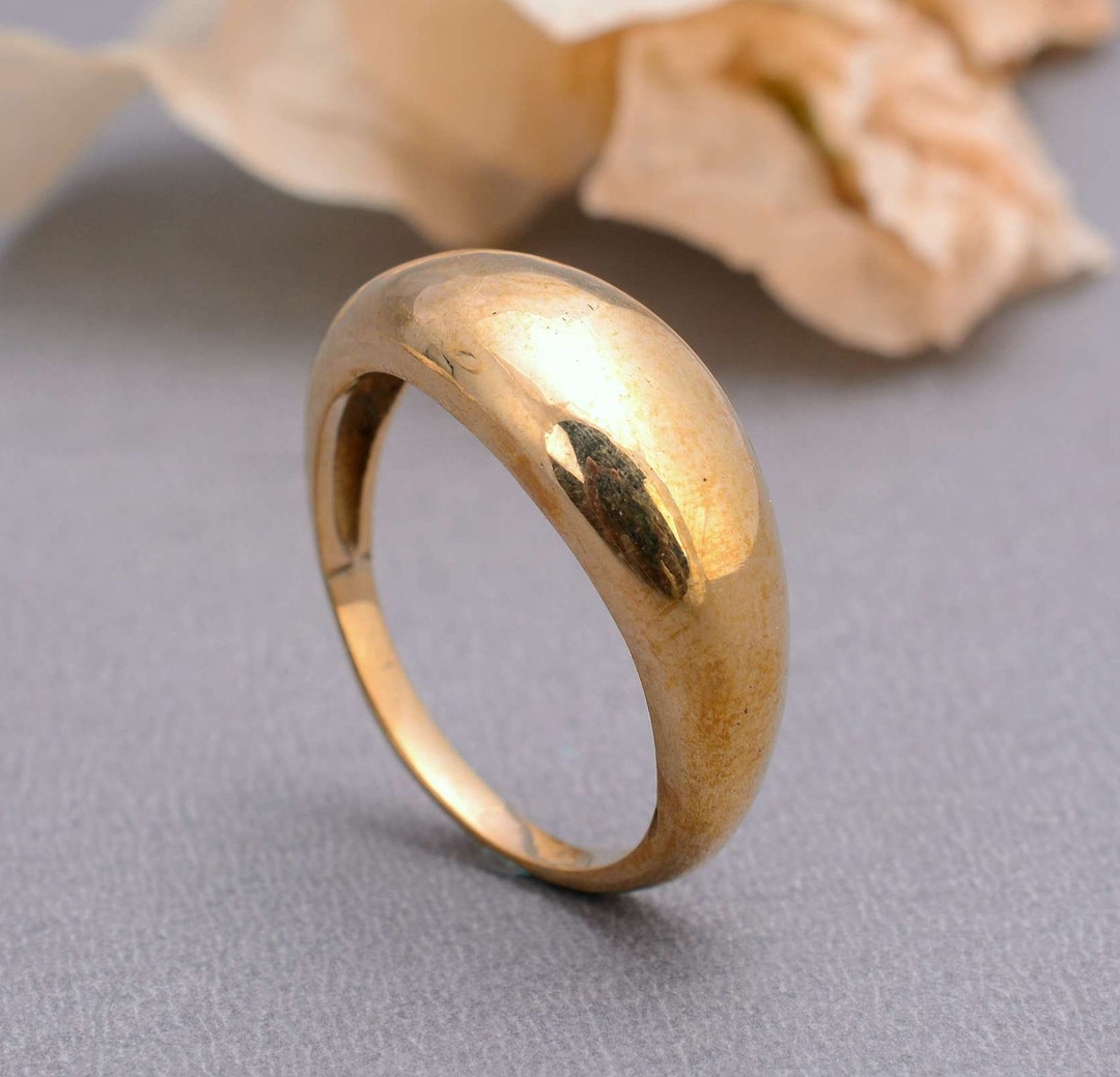 Chunky Statement Ring • Gold Dome Ring • Minimalist Ring • Signet Ring ...