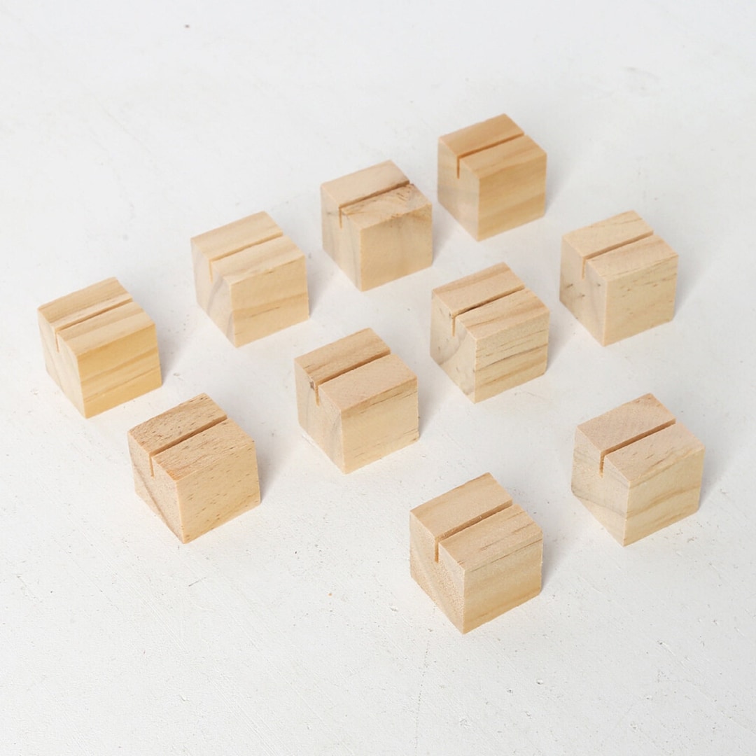 Mini Wood Table Stands, Wooden Cubes, Wood Place Card Stand, Wood Photo ...