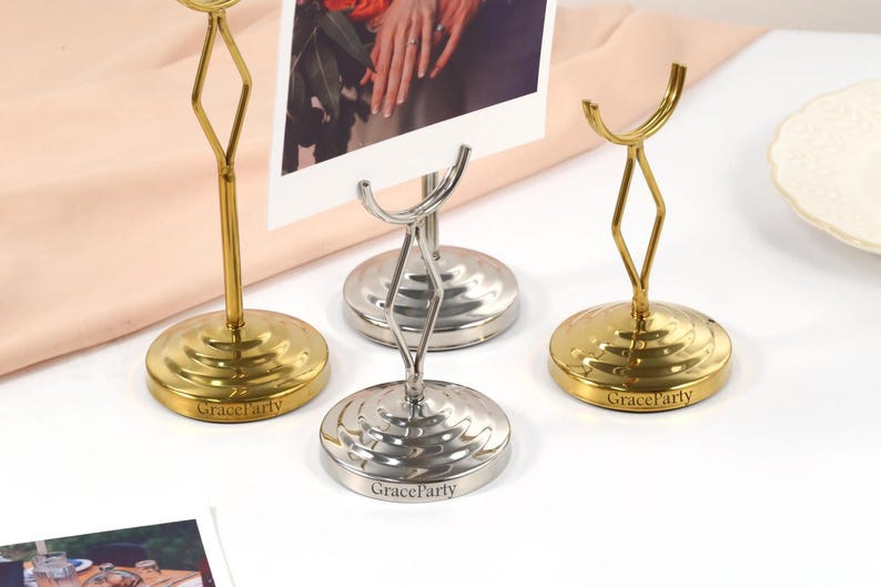 Brass Stainless Card Clips, Card Holders, Custom Engraved Card Stands ...