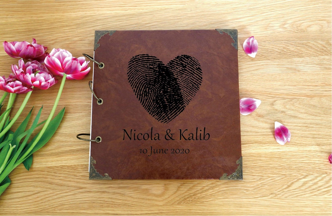 12in X 12in Personalized Leather Photo Album, Engraved Wedding ...