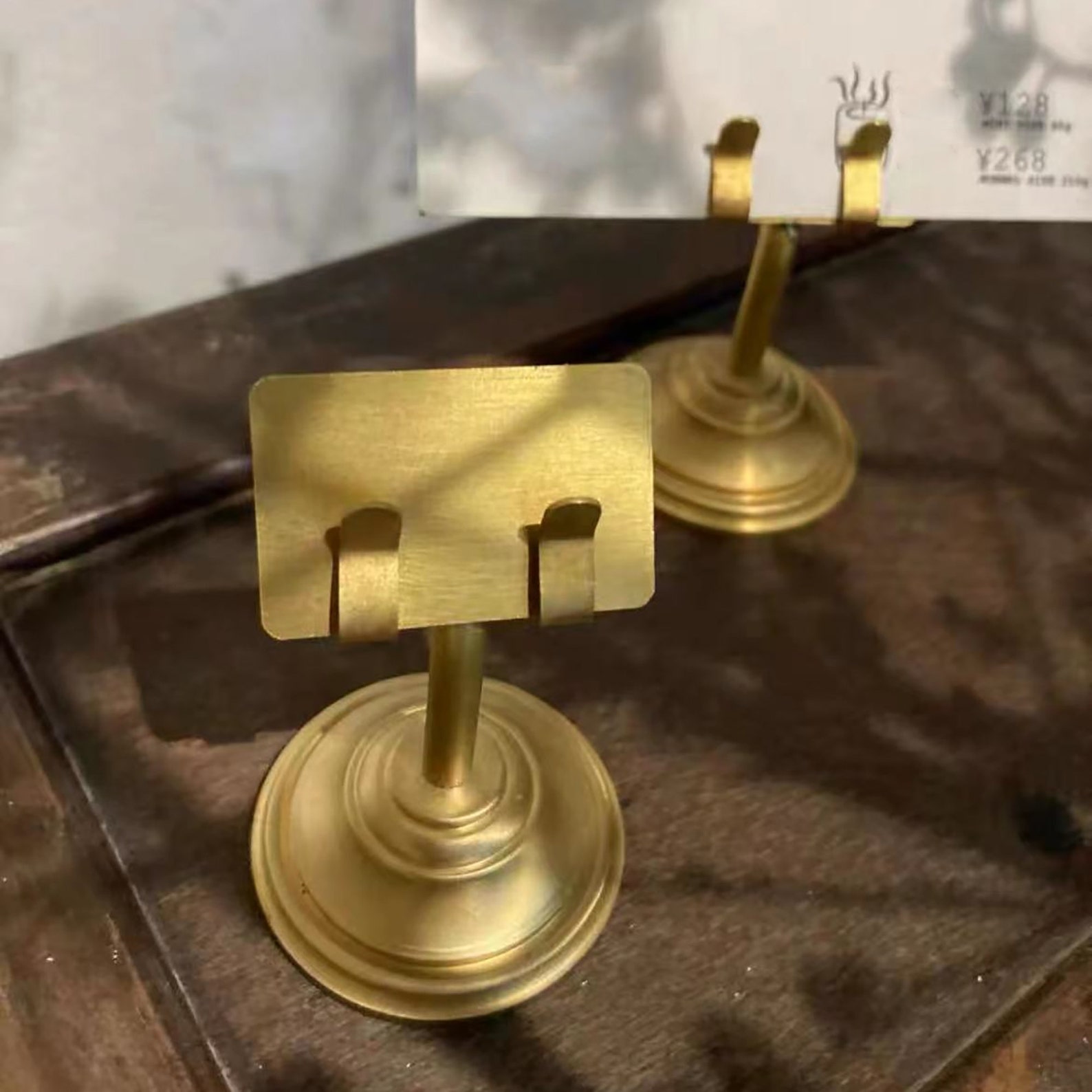 Brass Card Holder Price Tag Holder Brass Name Tag Stands - Etsy