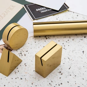 Modern Brass Card Holder, Modern Brass Photo Holder, Triangle Card ...