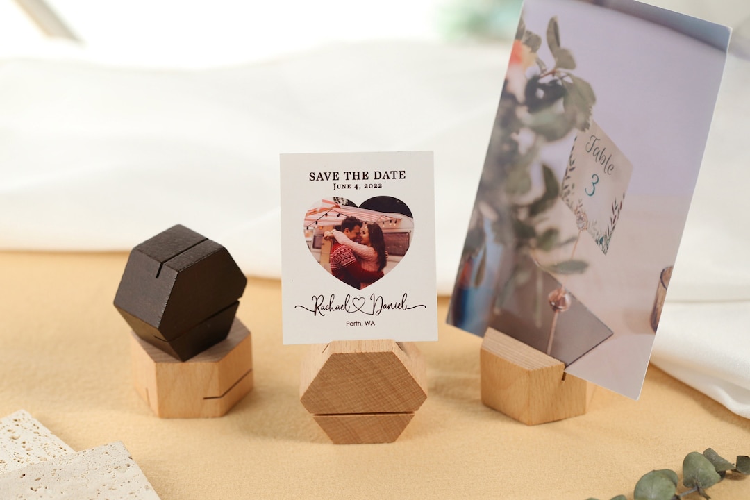 Mini Wooden Card Holder, Wood Photo Stands, Walnut Wood Card Holder ...