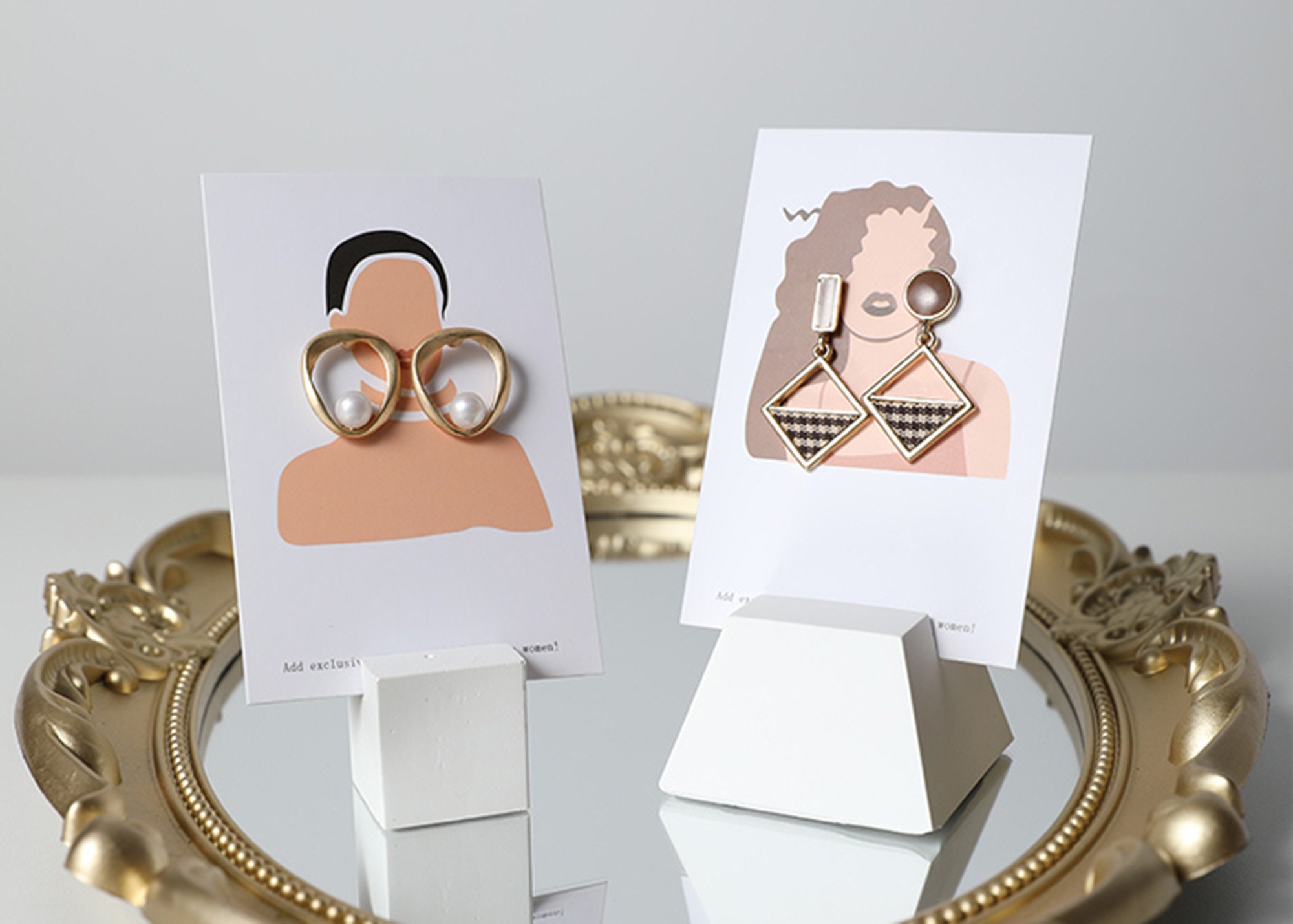 Geometric White Plaster Card Holder Display Card Holder Name - Etsy