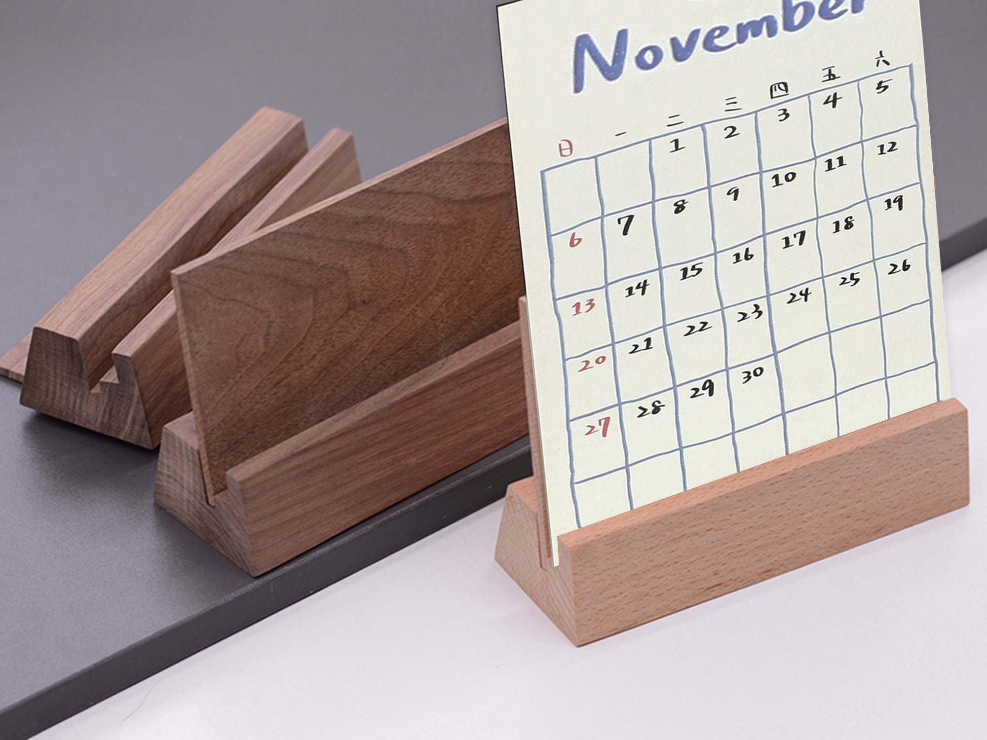 Wood Table Calendar Stands Calendar Card Holder Walnut Table - Etsy