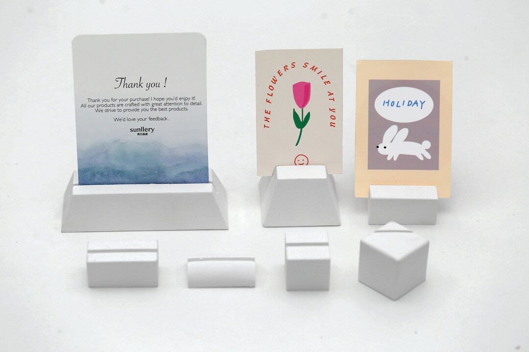 Geometric White Plaster Card Holder, Display Card Holder, Name Tag ...