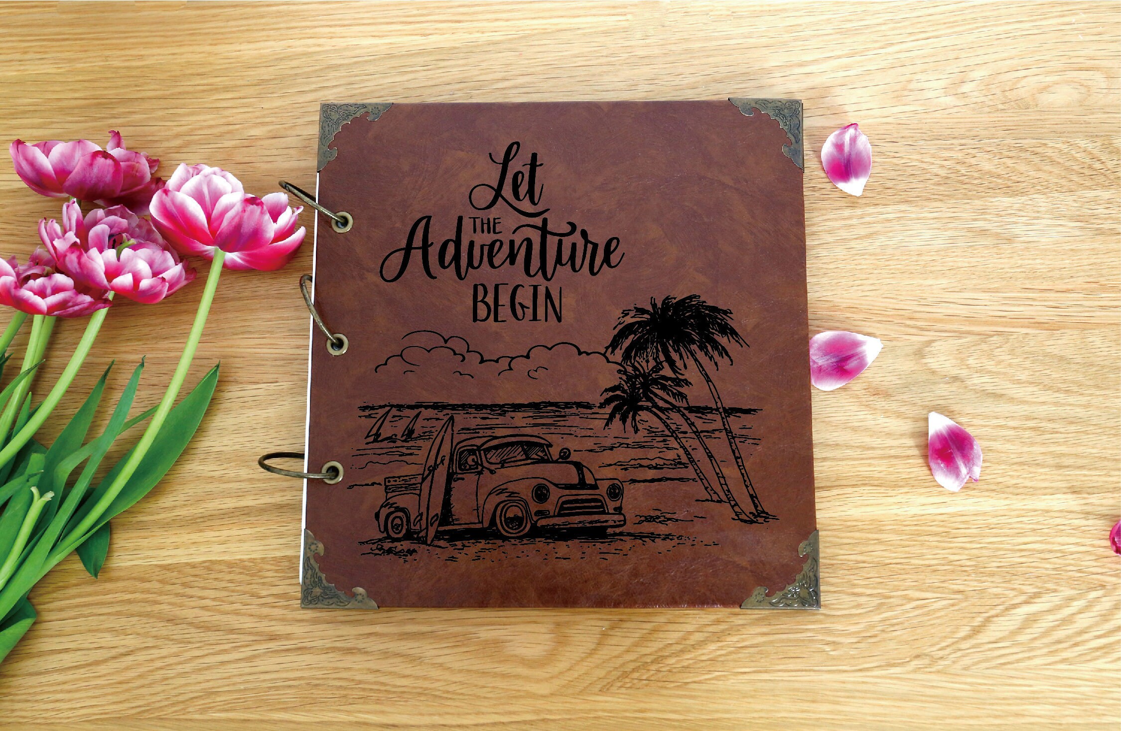 Custom Leather Our Adventure Book /travel Ring Binder Photo | Etsy