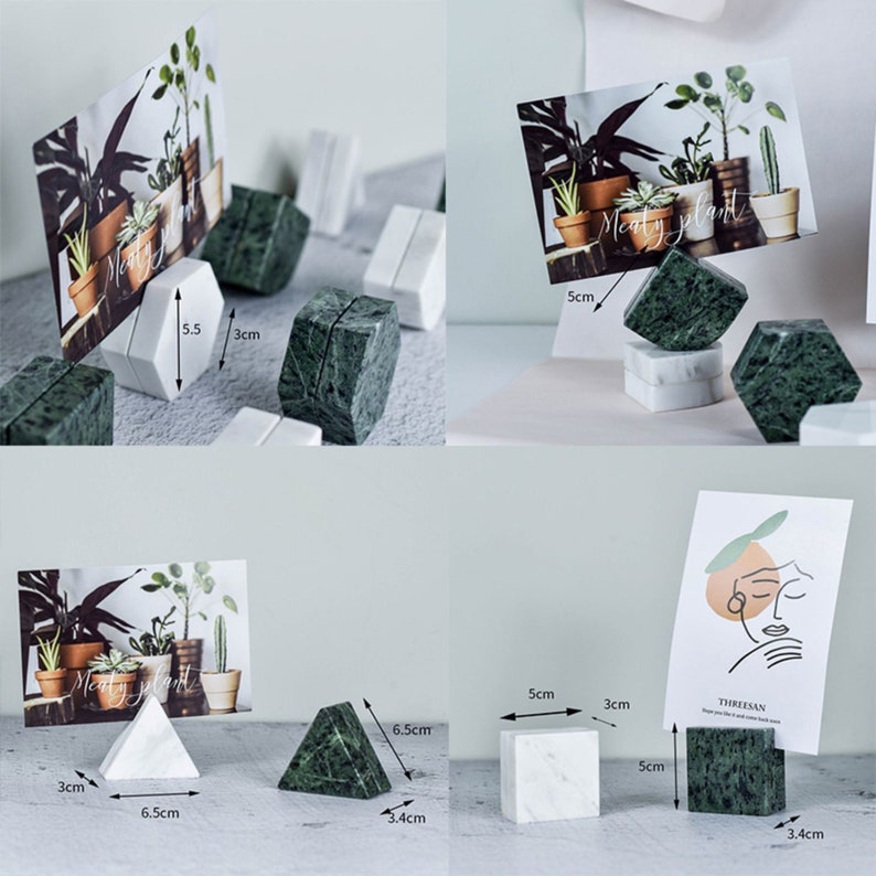 Geometric Marble Card Holders Recycled Marble Holder Modern - Etsy