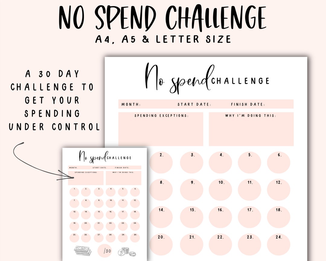 2024 No Spend Challenge, Printable Planner, Spending Tracker, Money ...