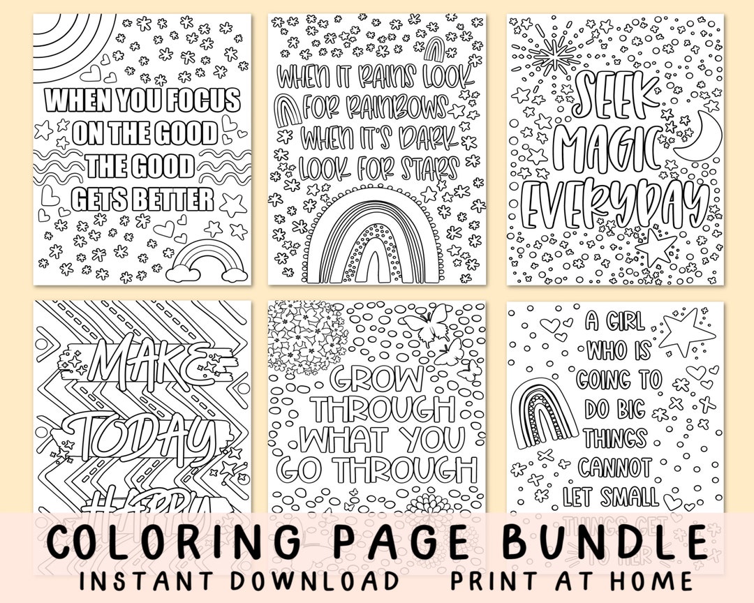 Colouring Page Bundle, Printable Coloring Pages, Quote Coloring Pages ...
