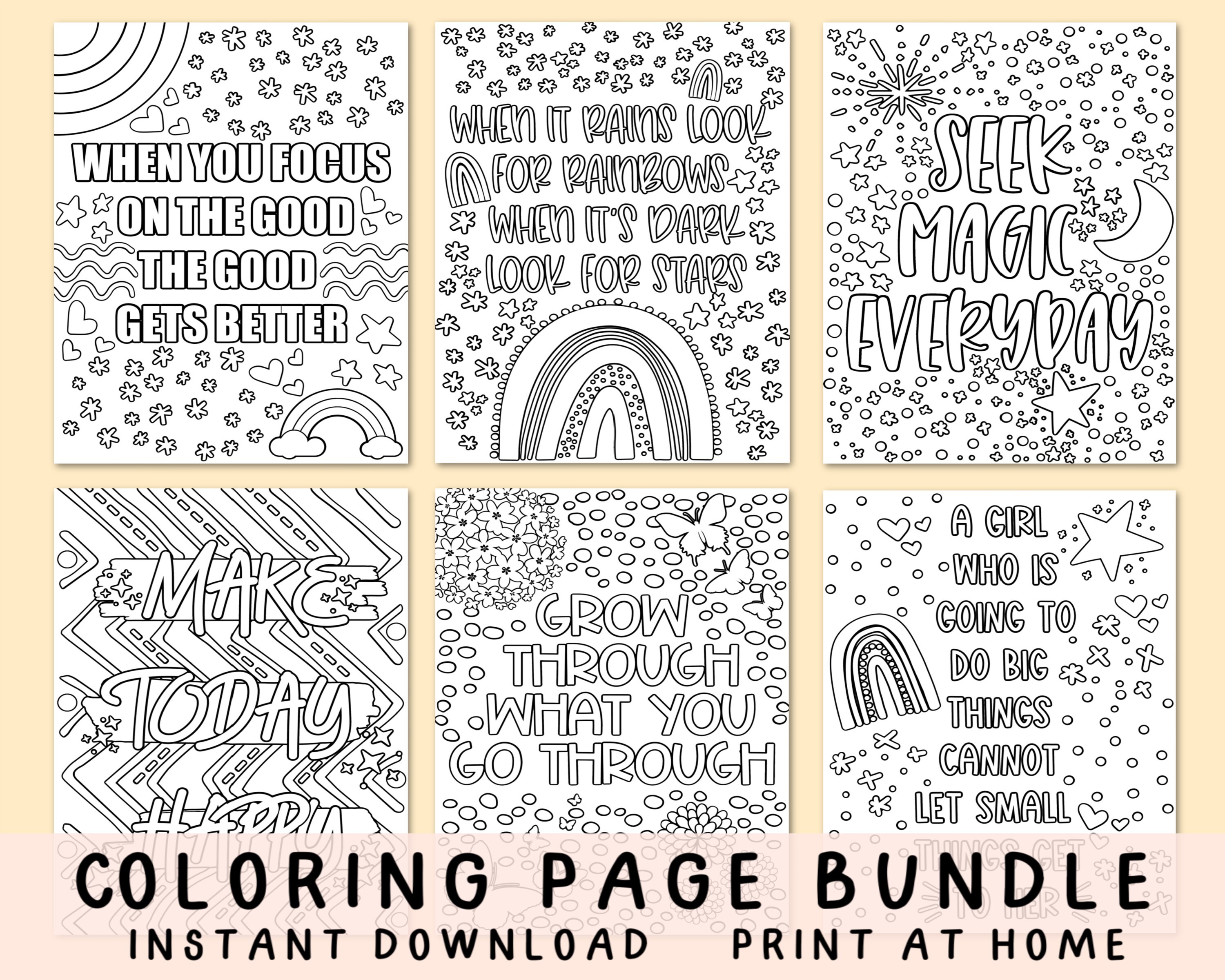 Colouring Page Bundle Printable Coloring Pages Quote - Etsy