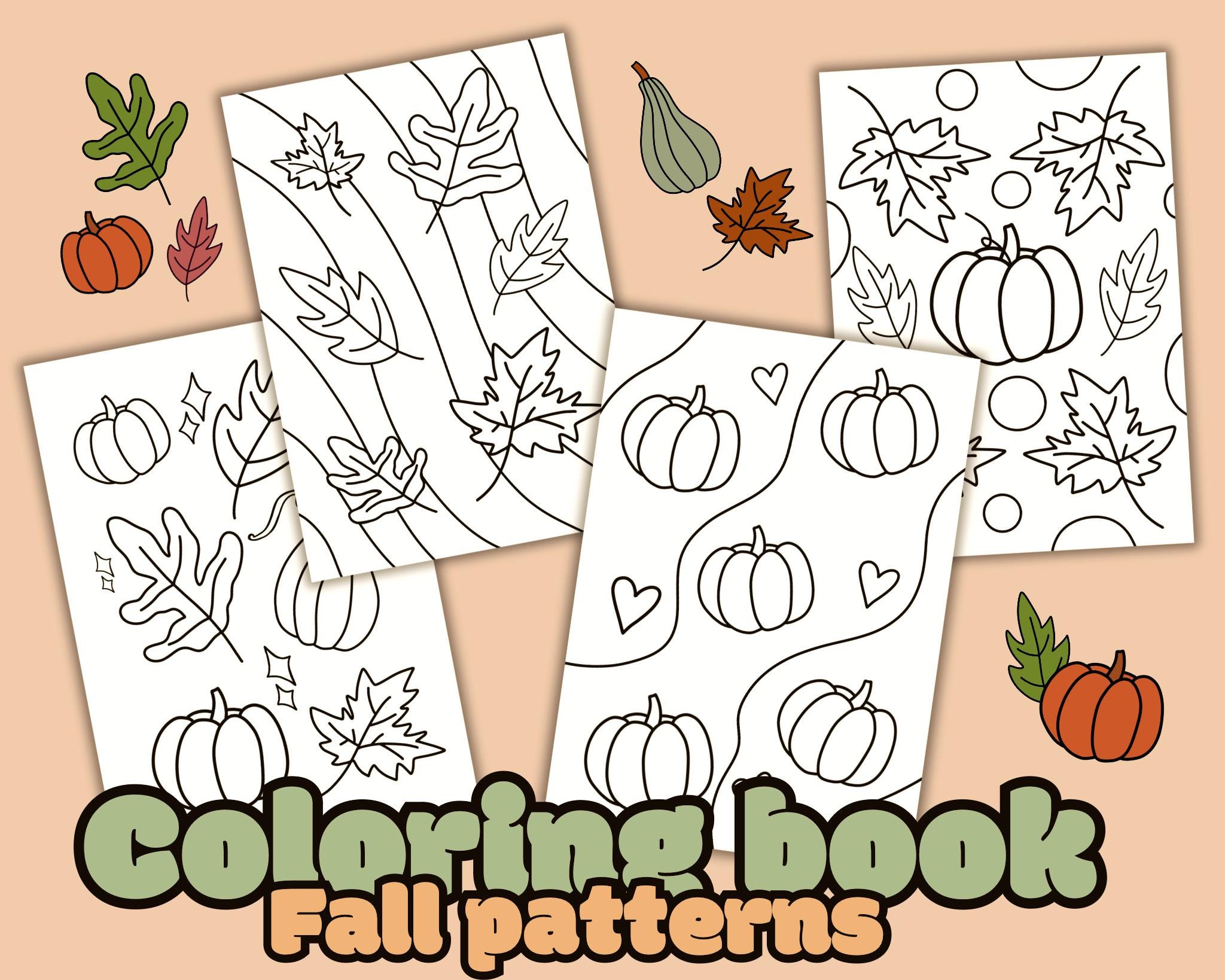 Fall Coloring Book, Simple Easy Coloring Pages, Coloring for Adults ...
