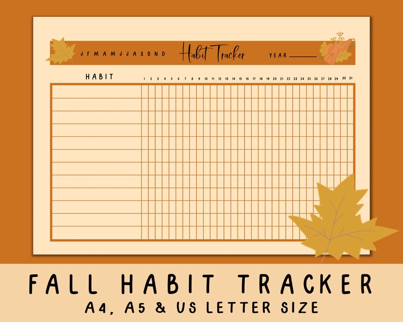 FALL/AUTUMN Habit tracker // A4 A5 & Us Letter // Printable - Etsy México