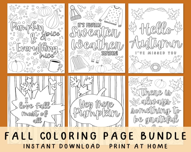 Fall Coloring Book, Fall Activities, Autumn Coloring Book, Kids and ...