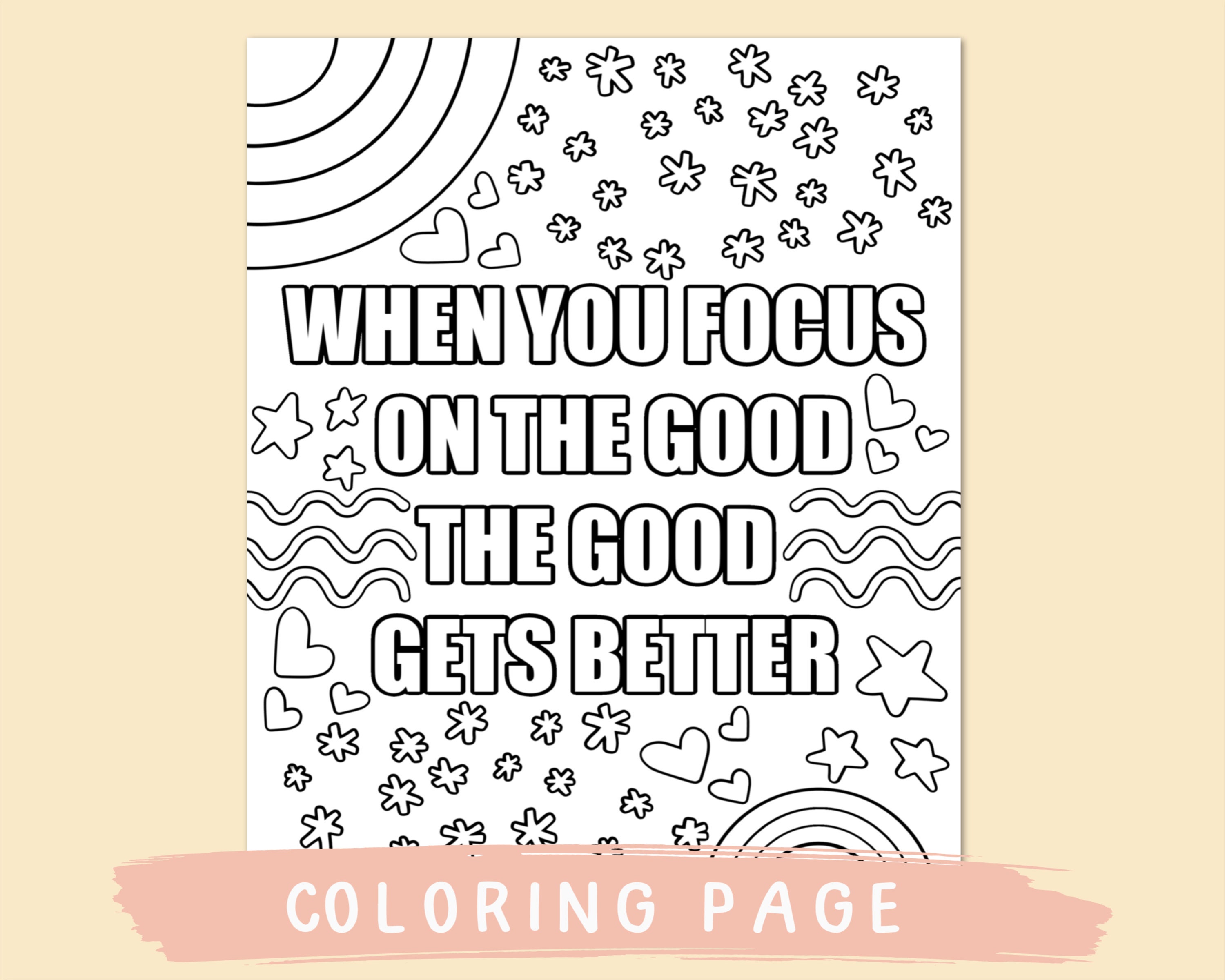 Colouring page bundle printable coloring pages quote | Etsy
