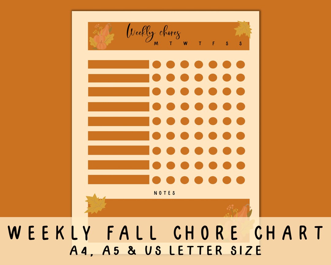 Fall Chore Chart, Kids Chore Chart, Autumn Chore Chart, Fall Planner ...
