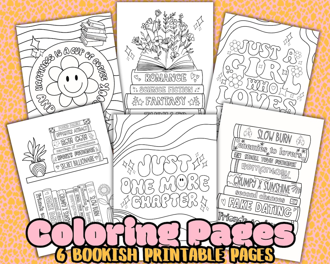Coloring Pages, Coloring Page Bundle, Book Lover Color Page, Bookish ...