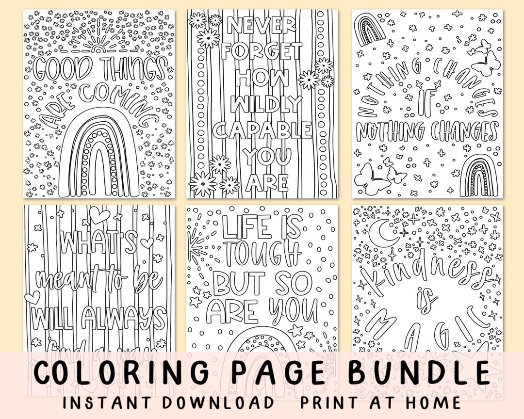 Colouring Pages Bundle, Printable Coloring Pages, Quote Coloring Pages ...