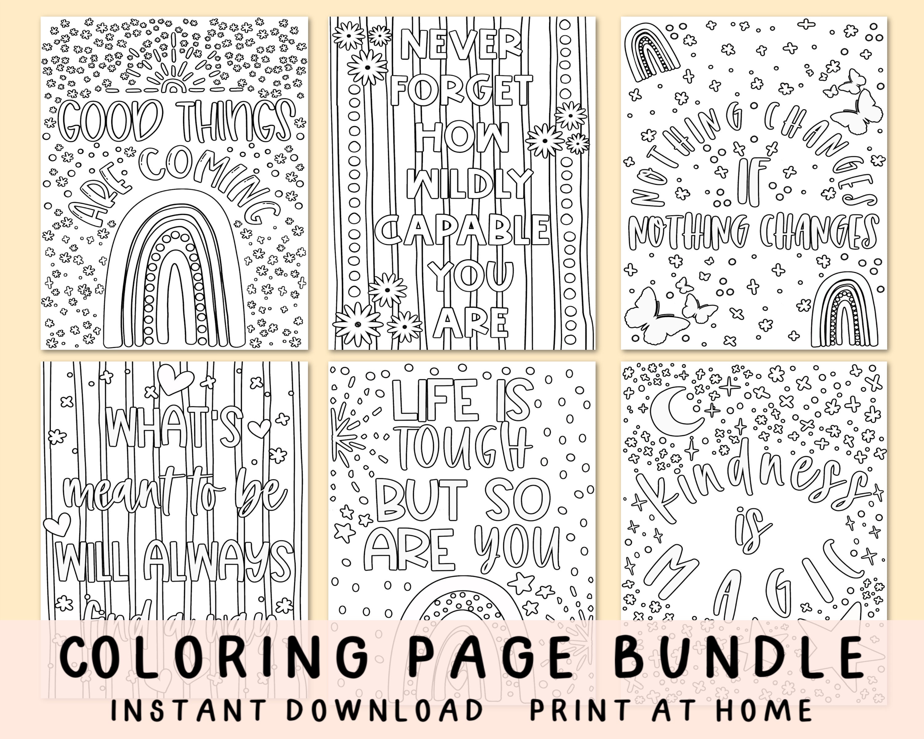 Colouring Pages Bundle, Printable Coloring Pages, Quote Coloring Pages ...