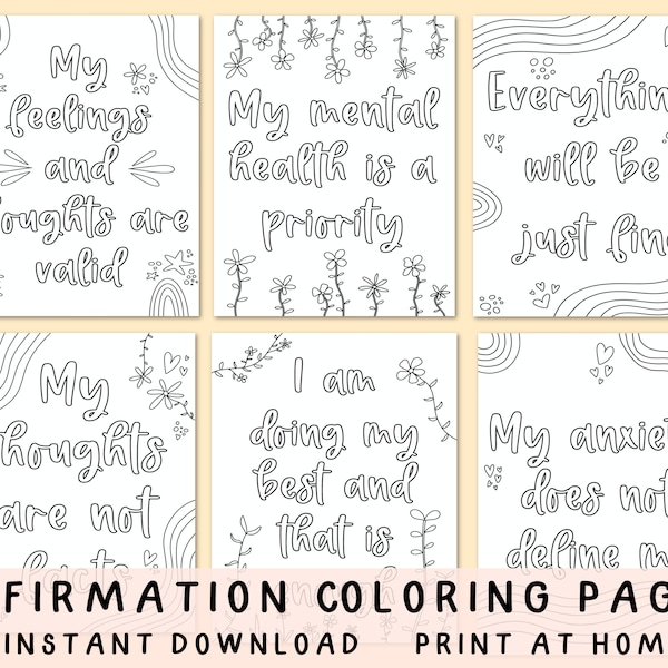 Kids Mental Health Coloring Pages - Etsy