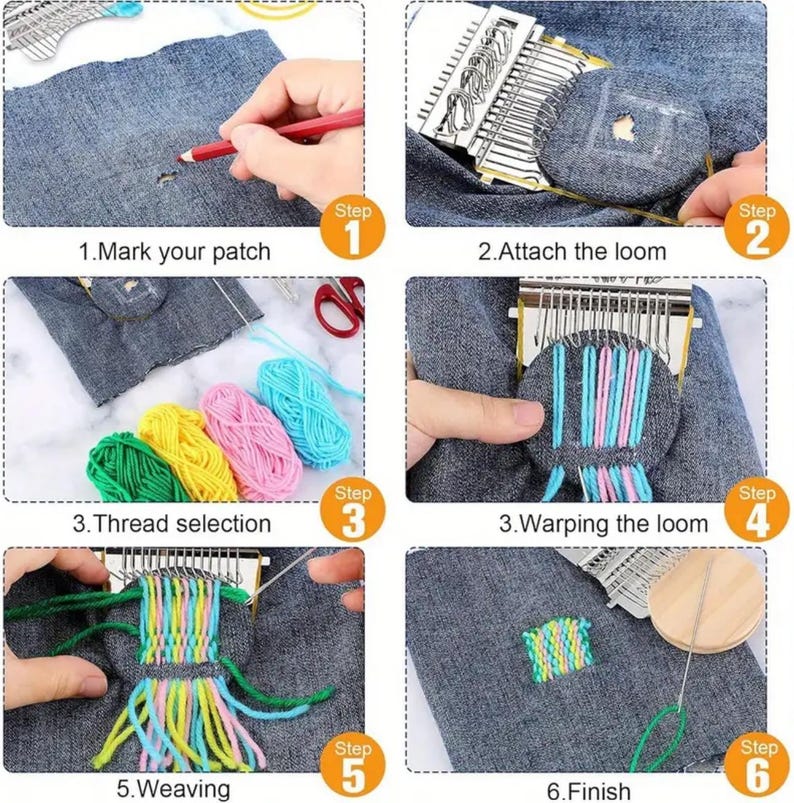 Speedweve Style Darning Loom: DIY Mending Kit With Crochet Hook - Etsy