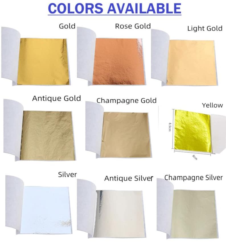 Imitation Gold Leaf Sheets: Gilding Flakes for Art, Crafts, Decor (8x8 ...