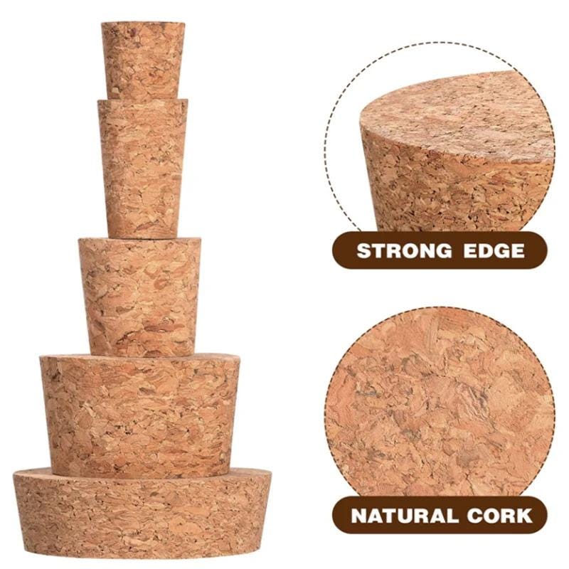 10 Pack Wooden Conical Cork Stoppers: Rustic Jar & Bottle Bungs - Etsy ...