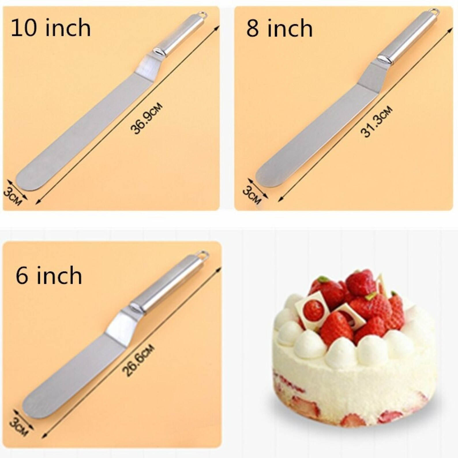 3 Pcs Angled Icing Spatula Set Comfortable Handle Stainless - Etsy