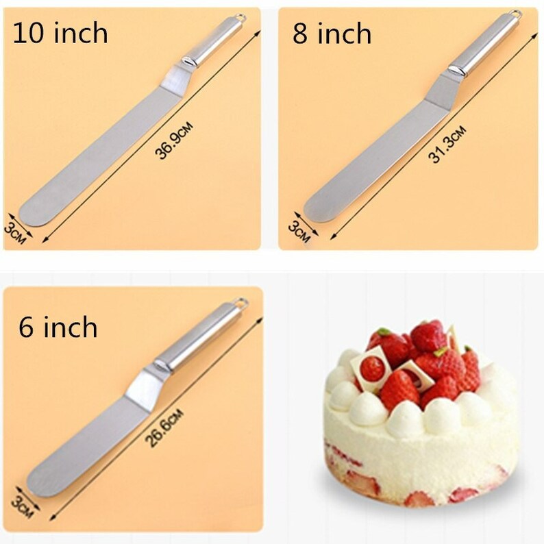 3 Pcs Angled Icing Spatula Set Comfortable Handle Stainless - Etsy