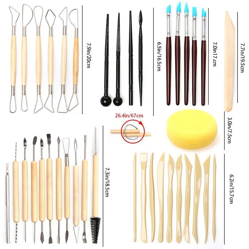 61 Pcs Pottery Sculpting & Carving Tools Clay Pottery - Etsy