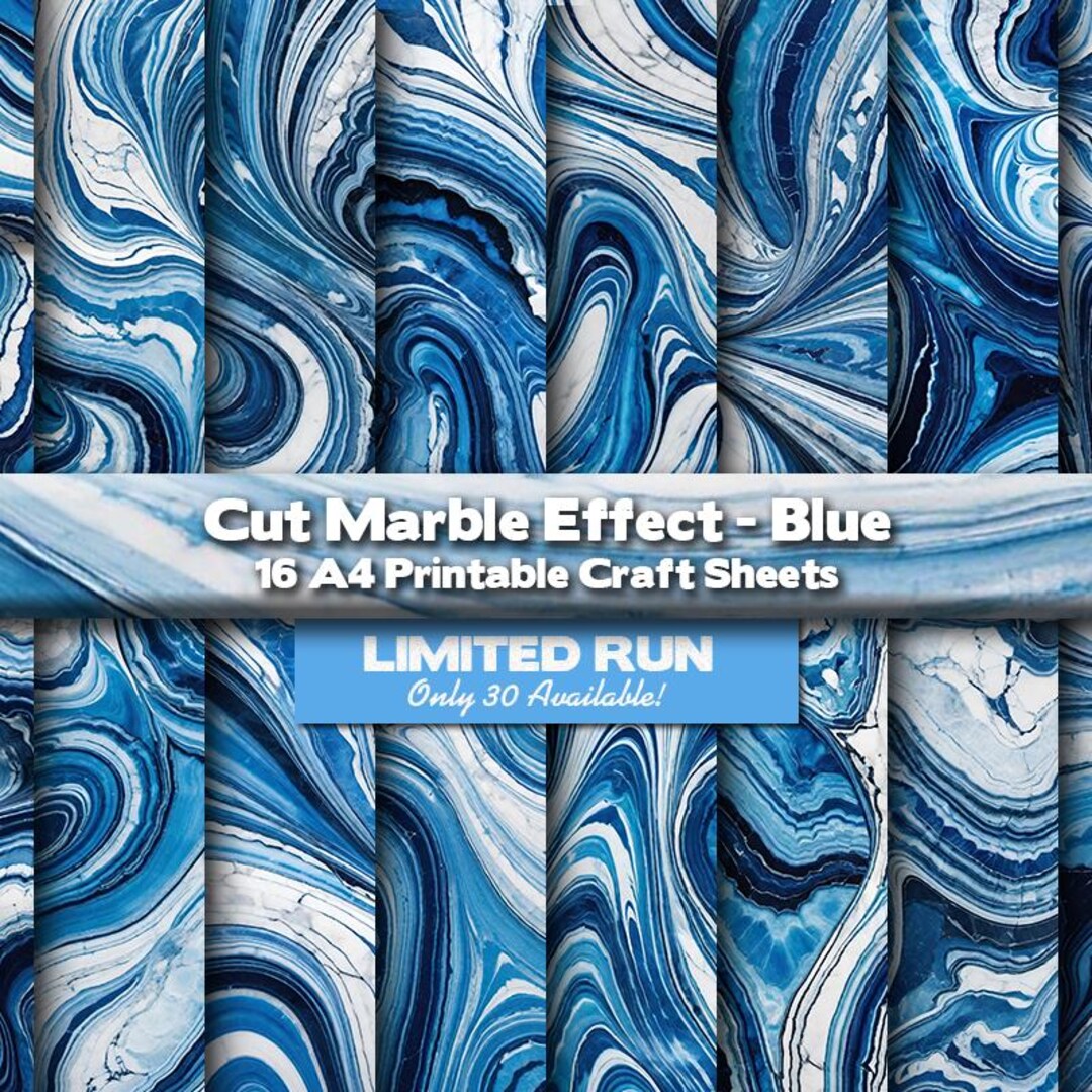 Cut Marble Effect Blue Pattern Digital A4 Prints for Crafting ...