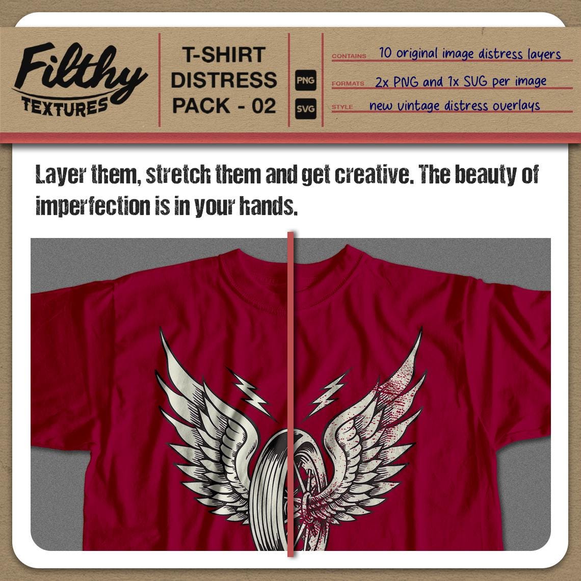 Distress Textures Pack: Gritty PNG & SVG Overlays for T-shirts (digital ...