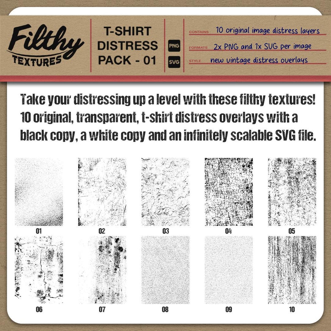 Distress Textures Pack: Gritty PNG & SVG Layers for T-shirts (digital ...