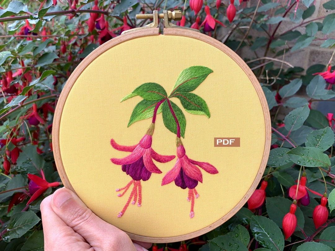 Fuchsia Embroidery Pattern/ PDF Download/ Tutorial/ Stitching Guide ...