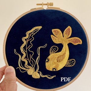 The Graceful Goldfish - Embroidery Pattern/ PDF Download/ Tutorial ...