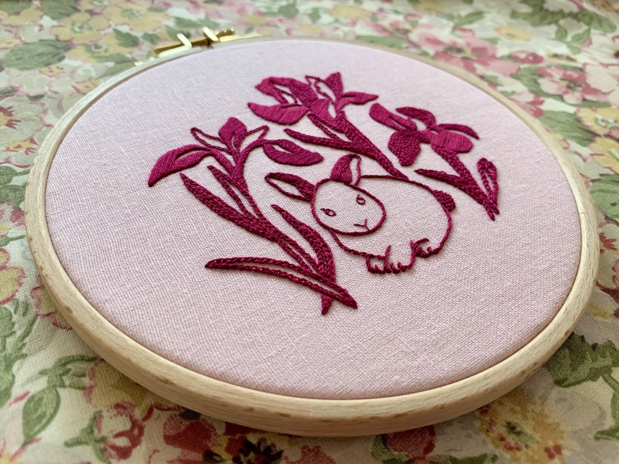 Bunny Among Irises - Embroidery Pattern/ PDF Download/ Tutorial ...