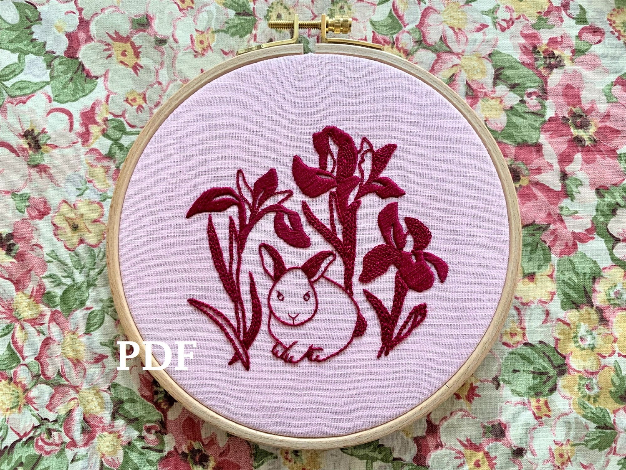 Bunny Among Irises - Embroidery Pattern/ PDF Download/ Tutorial ...