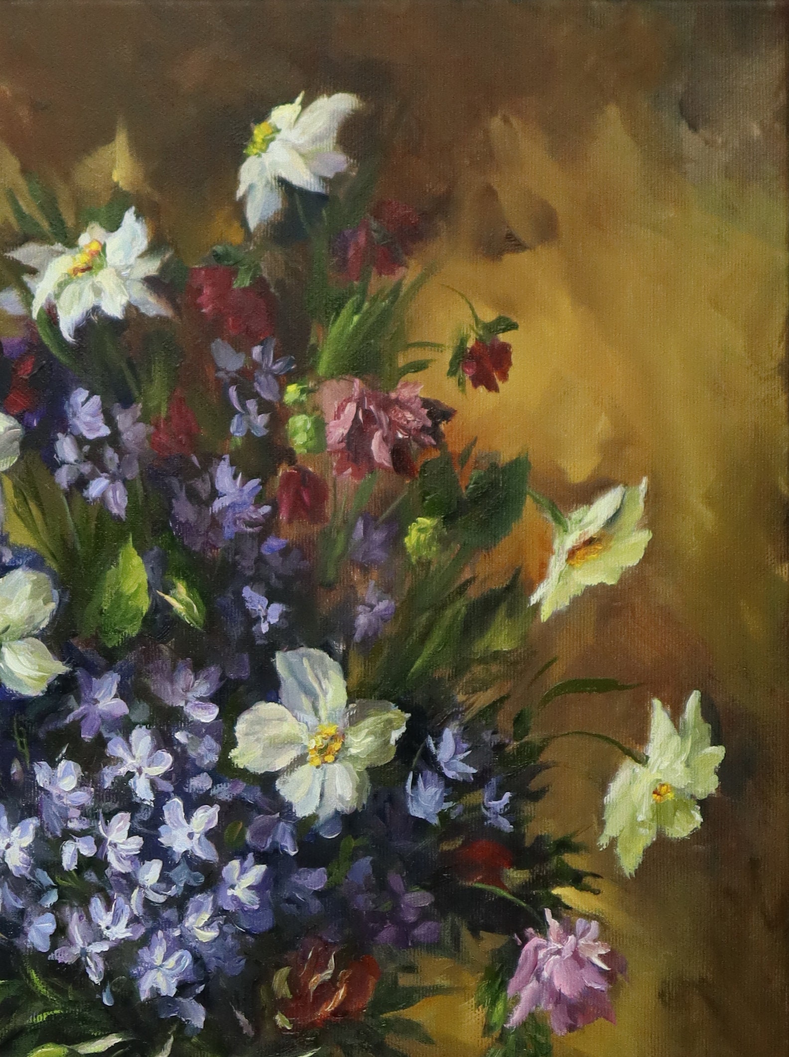 Flower Oil Painting on Canvas, Flowers in Vase Painting, Wildflowers ...