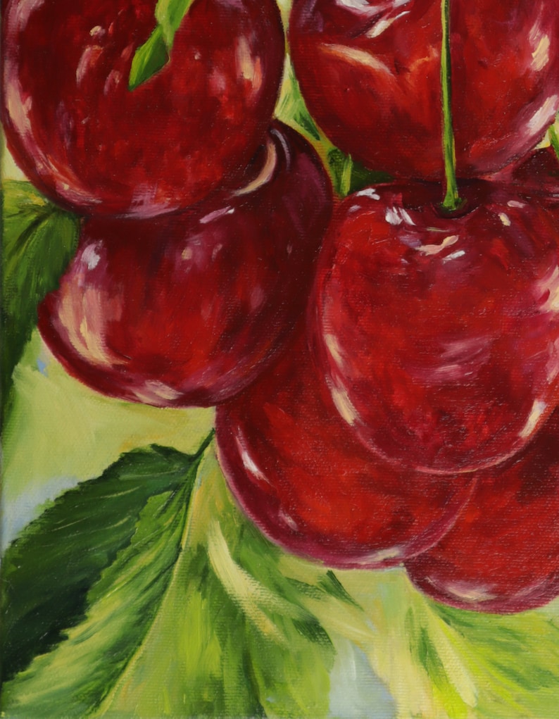 Original Cherry Oil Painting on Canvas: Realism Fruit Art - Etsy